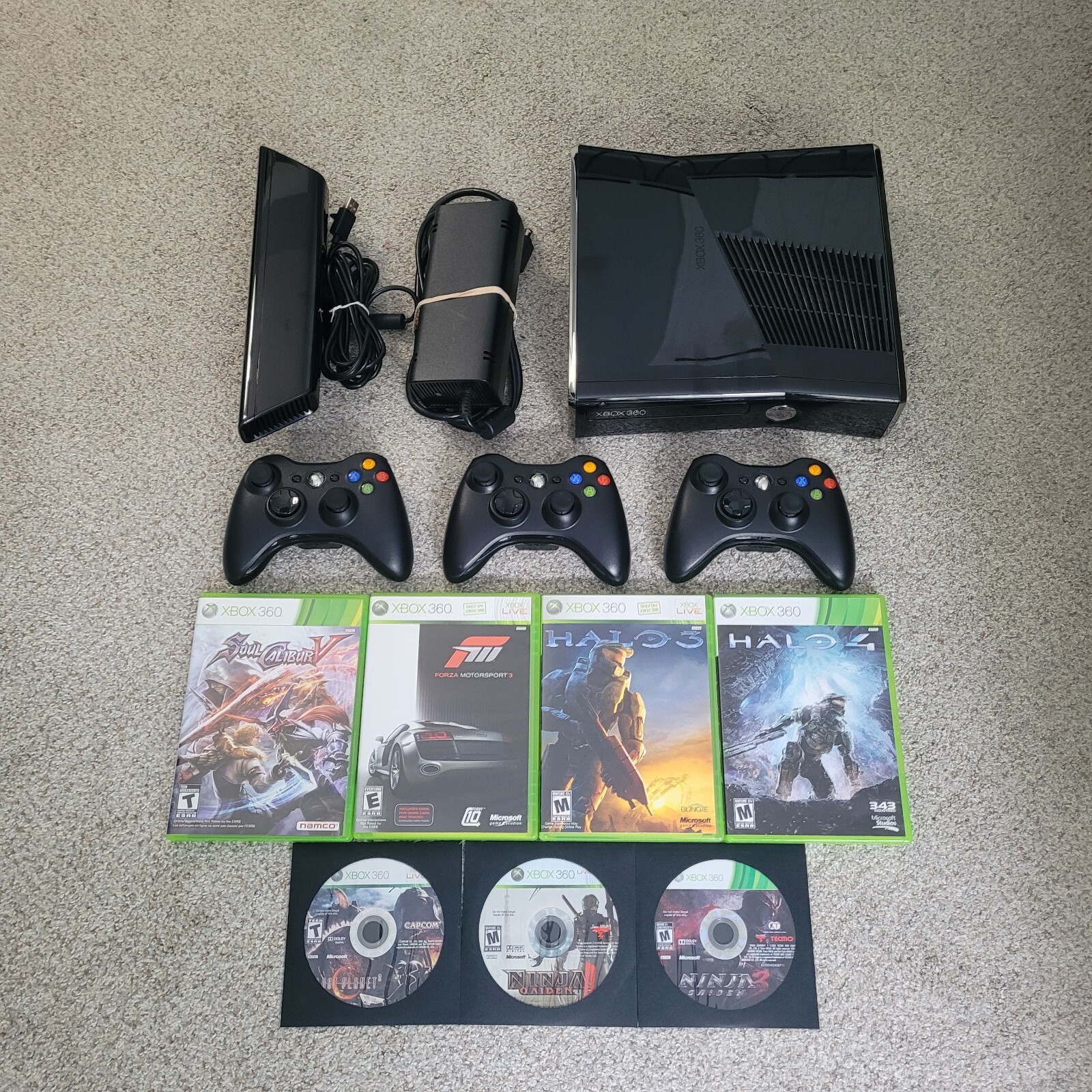 Microsoft Xbox 360 250GB Console Bundle/Lot Kinect, 3 Controllers, 7 ...