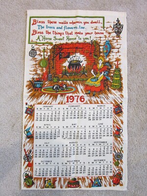 Vintage Linen Calendar Towel- 1976 Bless These Walls.... | eBay