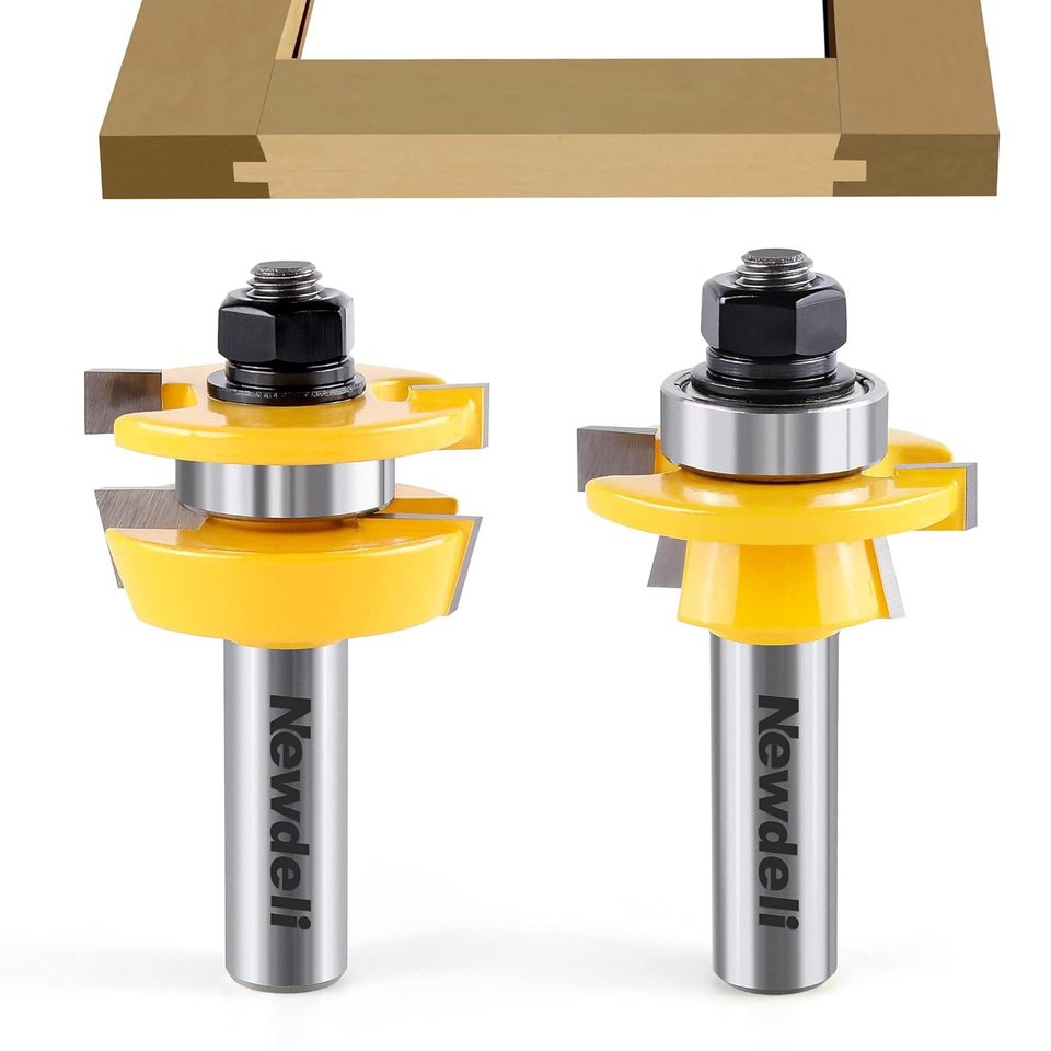 Shaker Rail and Stile Router Bits, Newdeli 1/2 Inch Shank Tongue and ...