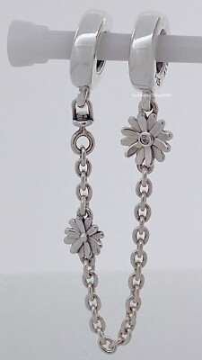 NEW 100% Authentic PANDORA 925 Silver Daisy Flower Safety Chain Charm ...