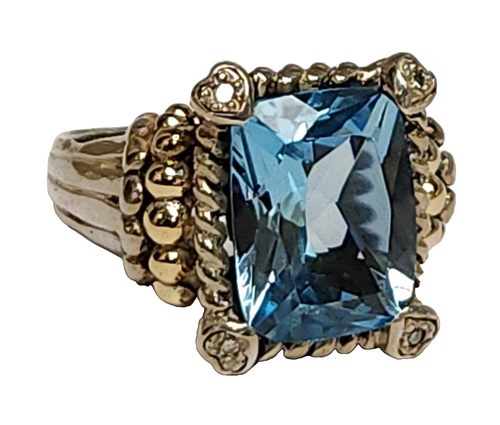 BJC Samuel Benham Blue Topaz & Diamond 925 Sterling Silver & 14K Gold ...