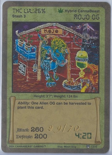 CannaBeast TCG Mojo OG Holo #13/20 Stamped 29/70 4:20 Mini Set CCG Moon ...
