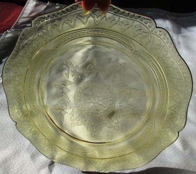 YELLOW GOLD DEPRESSION GLASS 11" PLATE | eBay