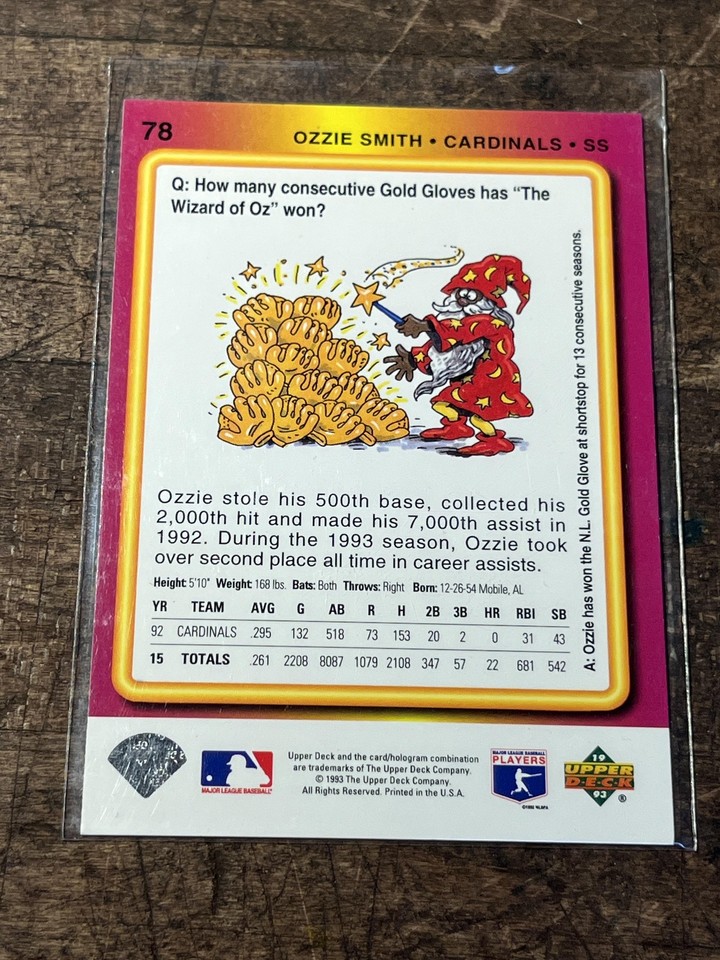 1993 Upper Deck Fun Pack #78 Ozzie Smith | eBay