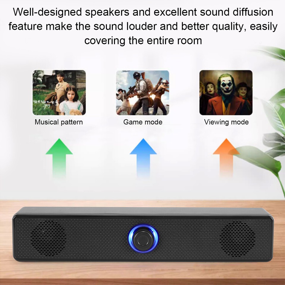 Wired Computer Speakers Soundbar Stereo Bass Sound 3.5mm USB for ...