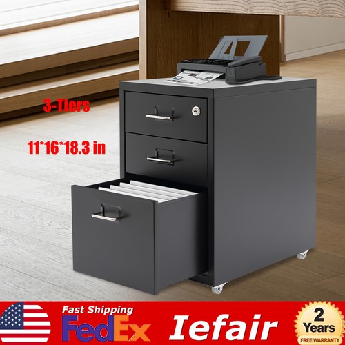 Mobile Filing Cabinet 3 Drawer Organizer Vertical File Cabinet Office ...