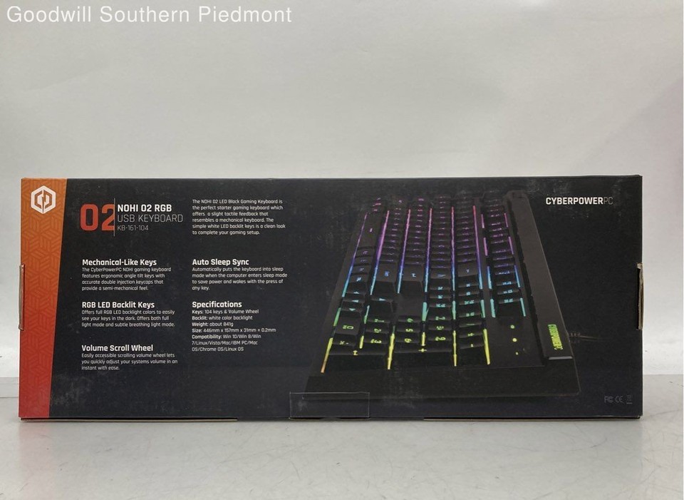 CyberPowerPC KB-161-104 NOHI 02 RGB USB Wired Gaming Keyboard - Open ...