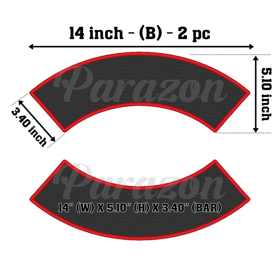 Custom Embroidered 13" 14" Top Bottom Rocker Sew on Patch MC Biker ...