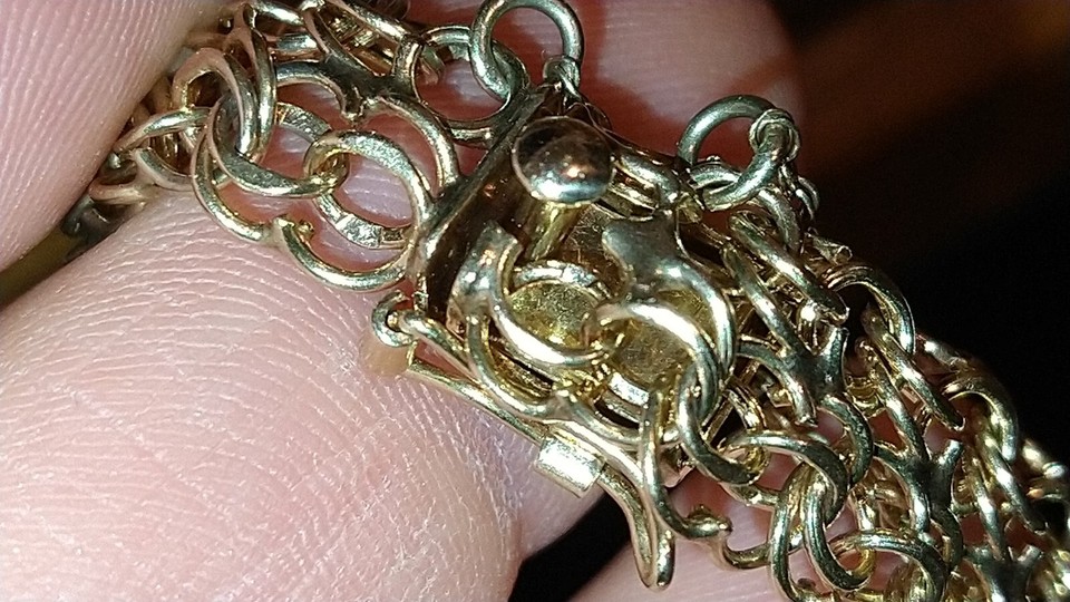 Solid 13k gold bracelet with small 10k safety chain 20 grams | eBay