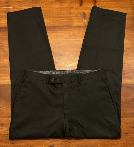 Ralph Lauren Mens Black Dress Pant Slacks Flat Front Straight Leg Sz 32 ...