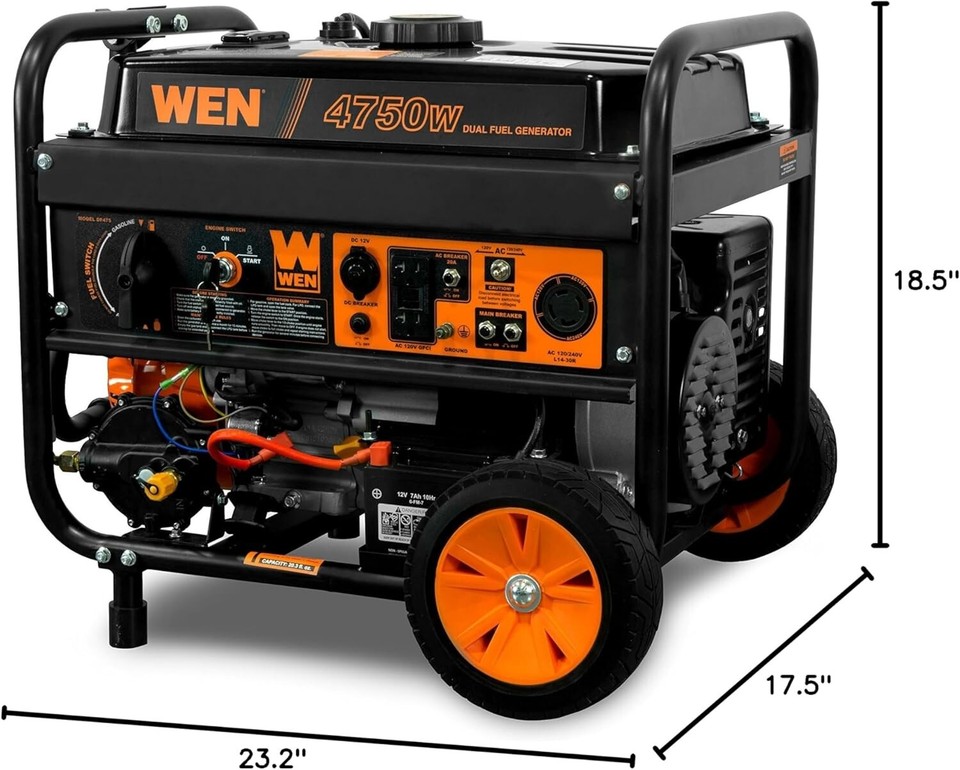 DF475T WEN 4,750-Watt 120V/240V Dual Fuel Portable Generator Wheel Kit ...