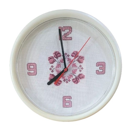 Cross Stitch Kitchen Wall Clock Decor Granny Vintage Cottage Core ...
