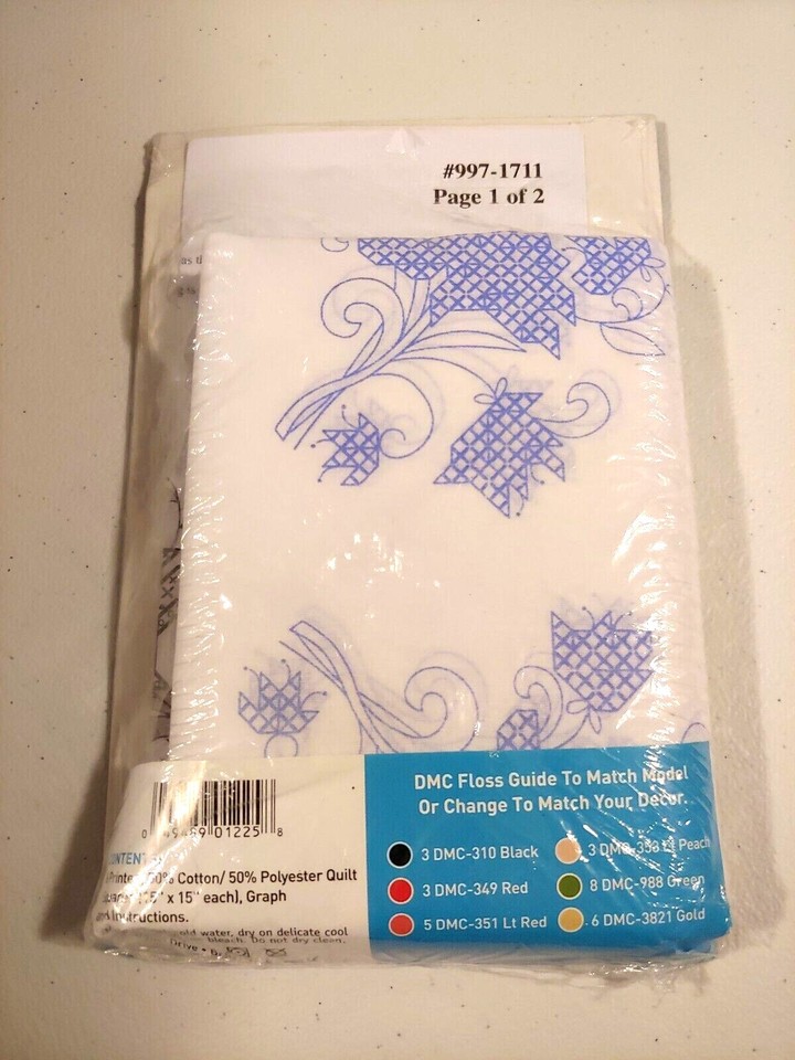 New Janlynn Needlecraft Printed Quilt Blocks, Poppy Garden Pattern ...