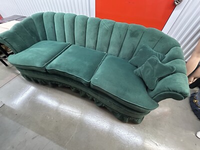 Vintage 1920s shell Back Sofa Emerald green Velvet finish | eBay