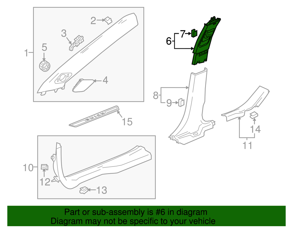 Genuine GM Jet Black Driver Side Center Pillar Upper Trim Panel ...