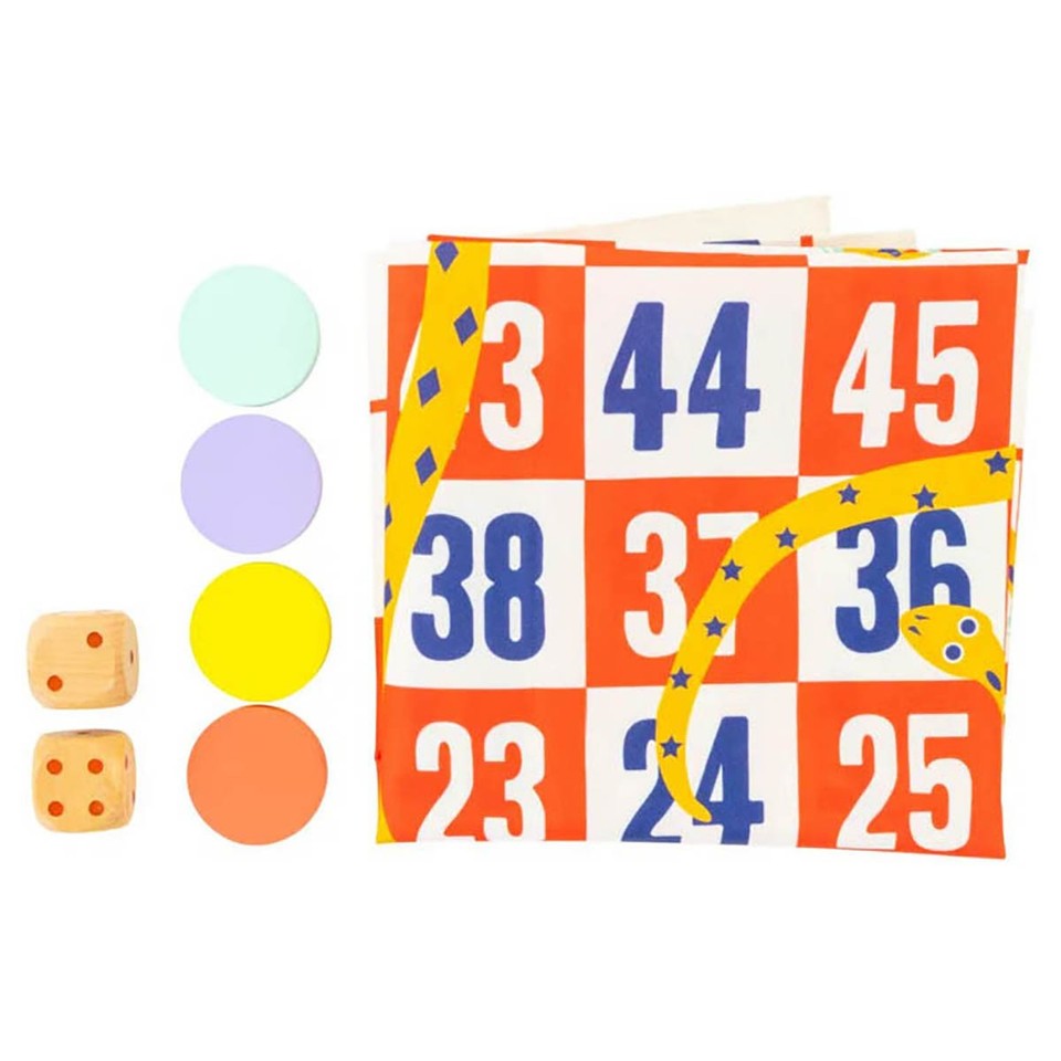TP Wooden Giant Snakes & Ladders 1 Game Mat 2 wooden Dice 4 wooden ...