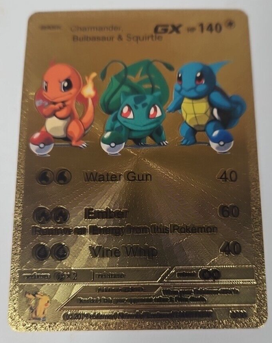 Pokemon Charmander, Bulbasaur, Squirtle GX GOLD DISPLAY Card.b | eBay