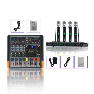 2000W 4 Channel Powered Bluetooth Mixer Live Studio Audio Mixing 4CH ...