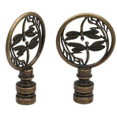 2 Pack Double Dragonfly Lamp Finial Cap Knob for Lamp Shade, Antique ...