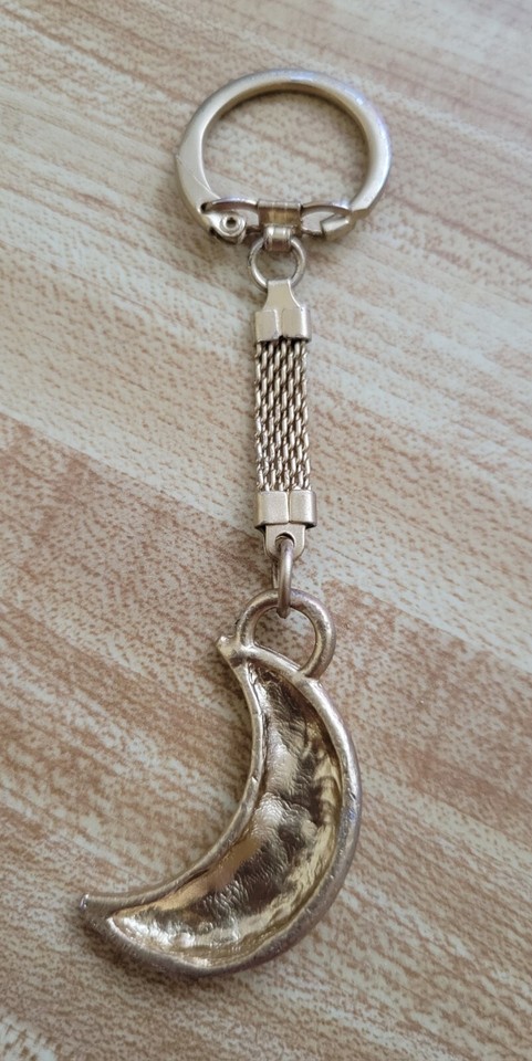 Vintage Gold Crescent Moon Keychain 4" Long | eBay