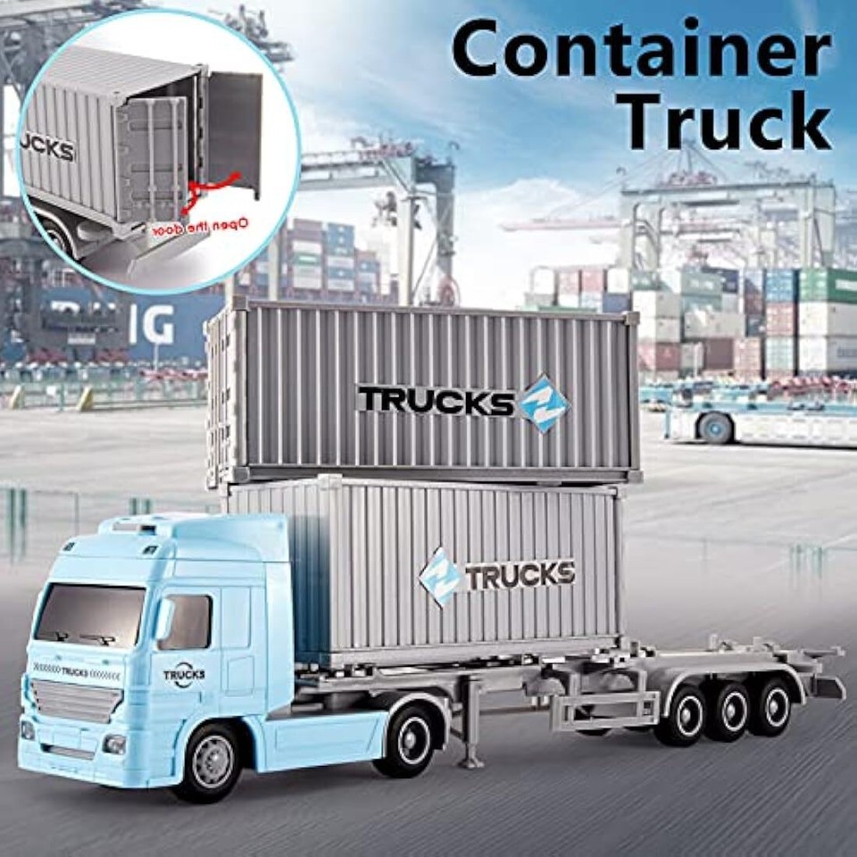 HERSITY Container Transporter Truck Toy 1:50 Scale, Friction Lorry Cars ...