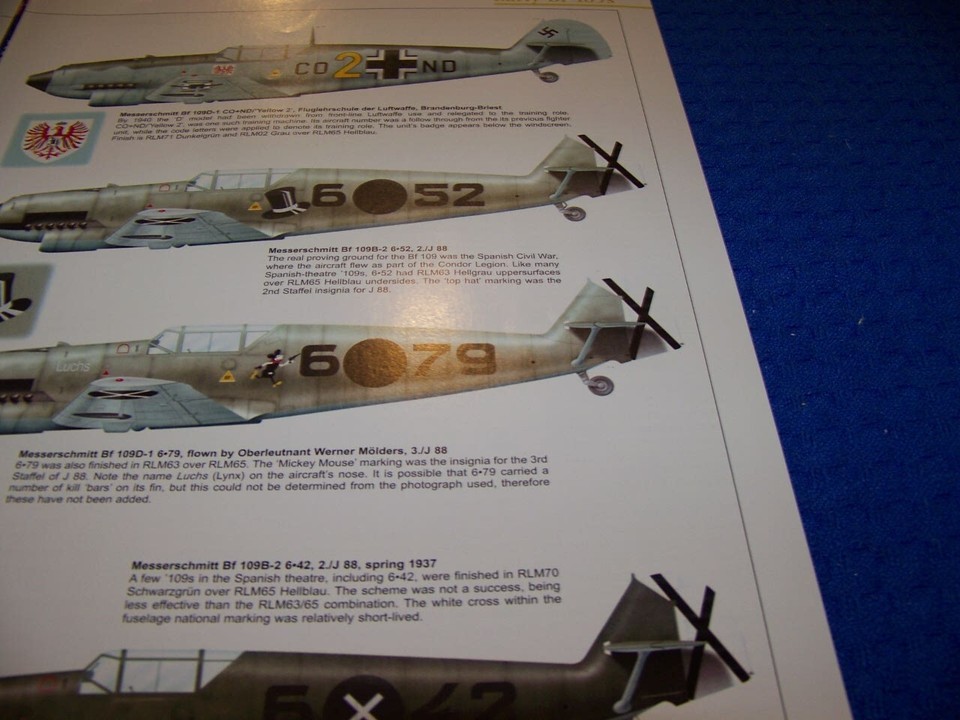 MESSERSCHMITT BF 109 (EARLY VARIANTS)....8-COLOR PROFILES/COLOR CHART ...