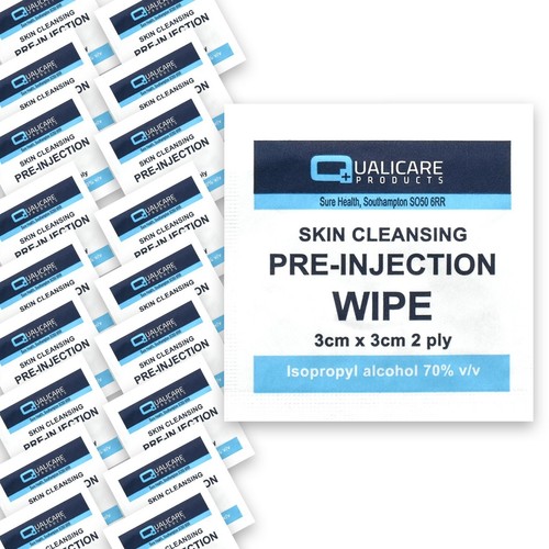 20 x Pre Injection Alcohol Wipes 70% IPA Isopropyl Antiseptic Swabs ...