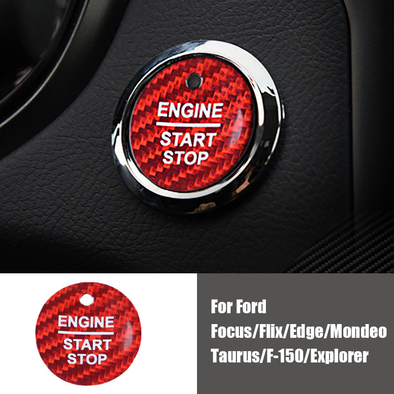 Red Carbon Fiber Car Start Stop Button Trim Sticker For Ford F-150 ...