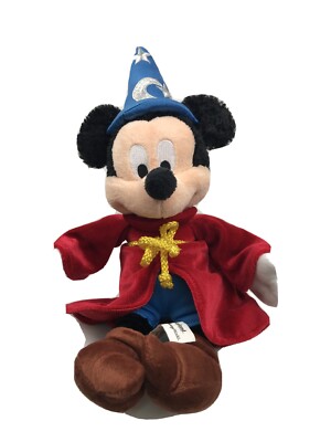 Disney Store Sorcerer Mickey Mouse Plush Fantasia Wizard w Hat and Robe ...