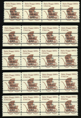 US #1902a 7.4¢ Baby Buggy 1870s precancel wholesale lot 20 stamps NH ...