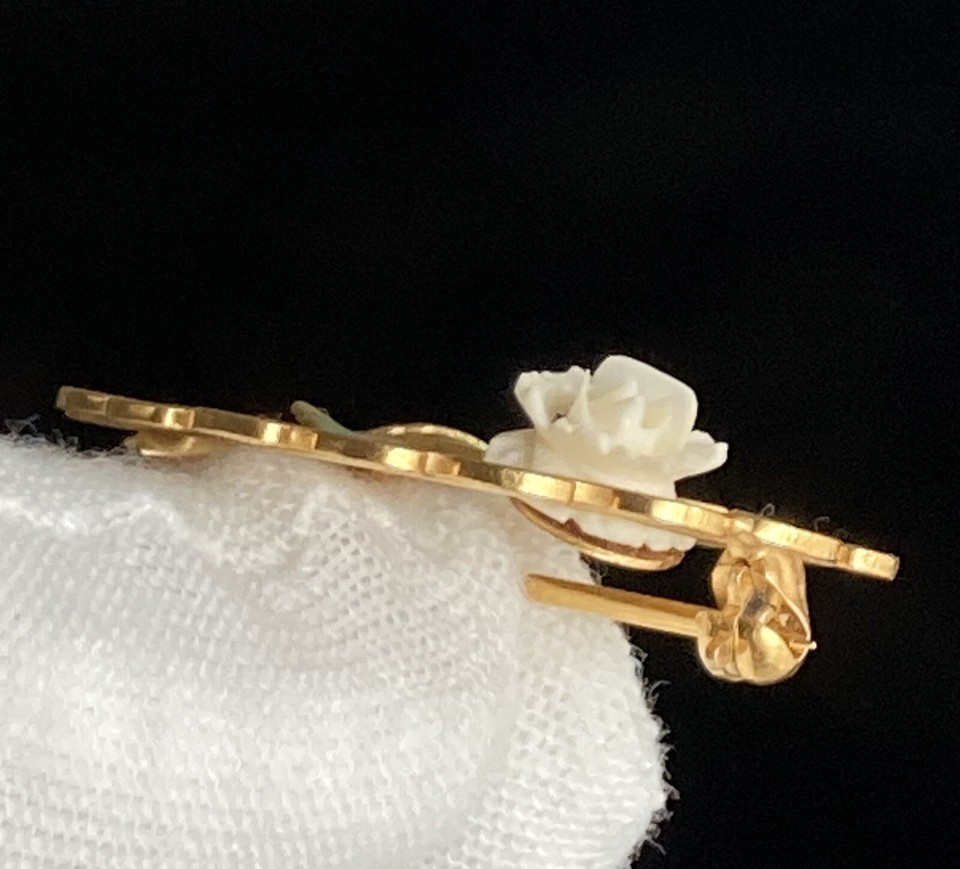 Vintage 12k Gold Filled Rose Flower Brooch Pin 3D Oval 2.76g CHARLES ...
