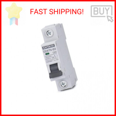 AC Miniature Circuit Breaker, 20 Amp 120V/240V 1 Pole DIN Rail Mount ...