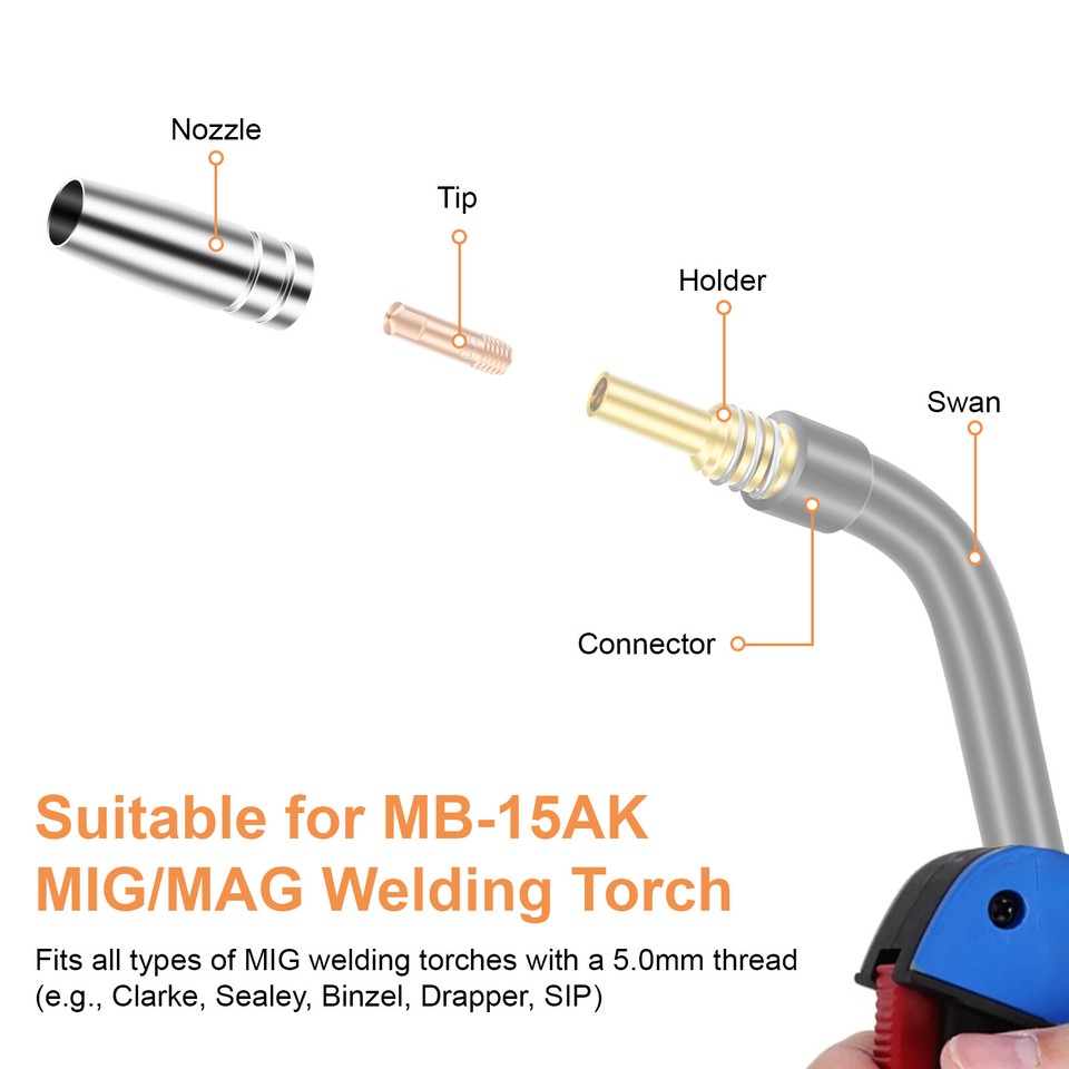 10Pack MIG MAG Conical Gas Nozzle Shield Cups for 15AK MB15 CO2 Welding ...