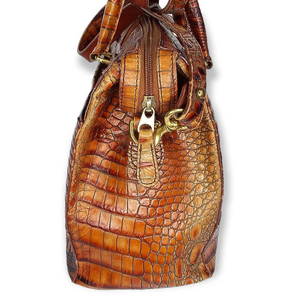 Vtg Brahmin Stacy Toasted Melbourne Crossbody Bag Croc Embossed Leather ...