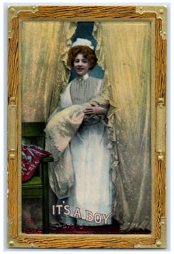 1912 Nurse Holding Newborn Baby Boy Mesick Michigan MI Posted Antique ...
