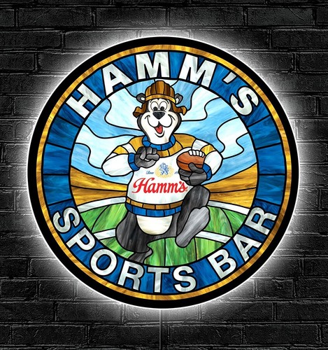 HAMMS BEAR FOOTBALL LED SPORTS BAR 23" Lighted Beer Sign FREE SHIPPING ...