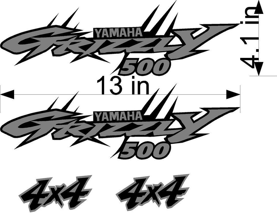 Yamaha Grizzly 4x4 500 Edition ATV Tank Decal Sticker kit Custom Silver ...