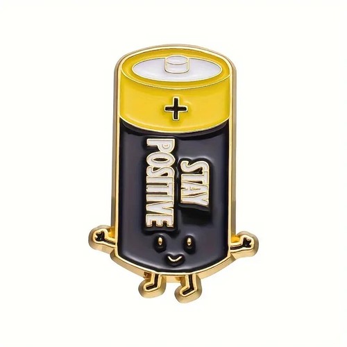 STAY POSITIVE PIN Funny Uplifting Battery Gift Enamel Lapel Brooch | eBay