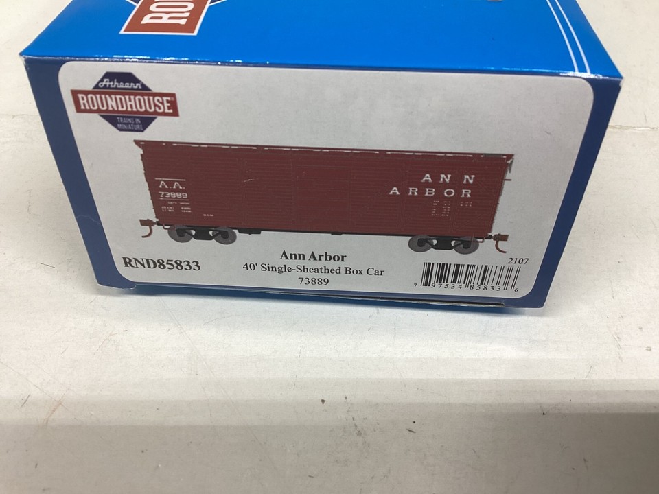 Roundhouse #85833 HO scale “Ann Arbor” 40' single sheathed box car Rd ...