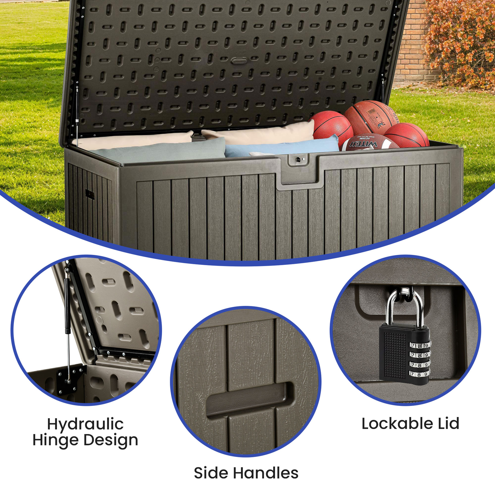 Extra-Large 230 Gallon Outdoor Resin Storage Deck Patio Chest Box ...