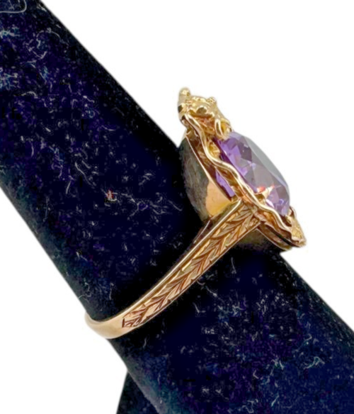 Vintage 18K Solid Gold Ring Size 11 – 5.09g – Natural Purple Topaz | eBay