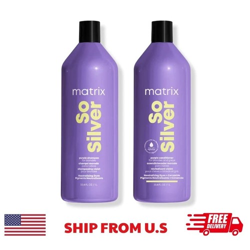 MATRIX So Silver Purple Shampoo and Pigmented Conditioner Set 33.8 oz ...