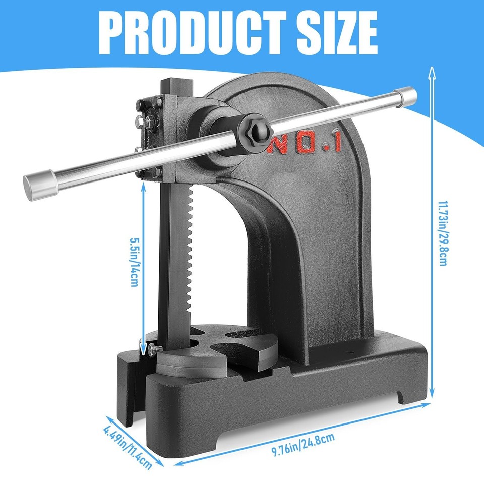 1 Ton Manual Arbor Press Heavy-Duty, Desktop Arbor Press for Stamping ...