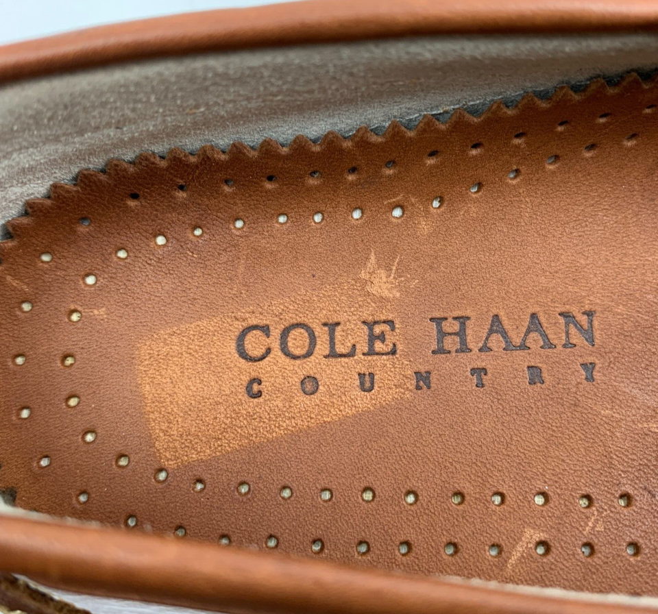Cole Haan Country Loafers Brown/White Leather Tassel Kiltie Moc Toe ...
