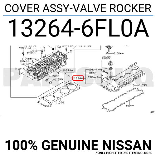 132646FL0A Genuine Nissan COVER ASSY-VALVE ROCKER 13264-6FL0A | eBay