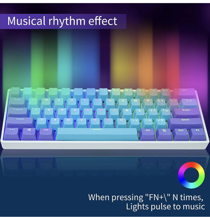 Ussixchare GK61 60% Mechanical Keyboard SK61 Custom RGB Programmable ...