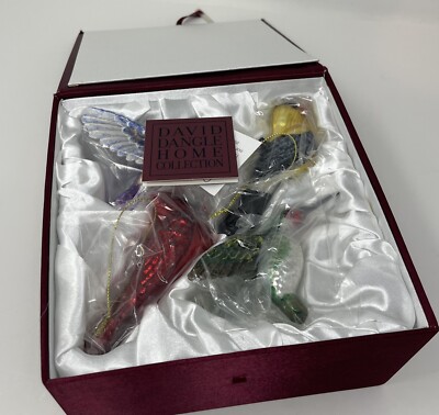 Set of 4 David Dangle Home Collection Hand Blown Glass "Bird" Ornaments ...