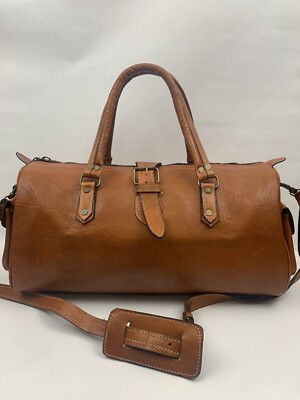 Large Orange Leather Weekender Travel Bag/Full Grain Leather Bag/All ...