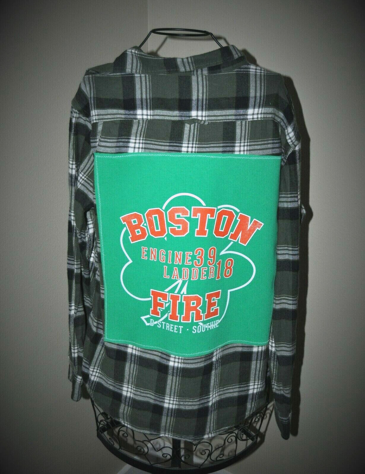 shirt medium boston fire department engine 39 flannel… - Gem