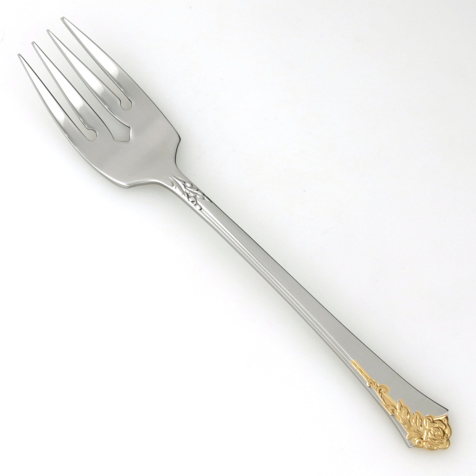 Oneida GOLDEN DAMASK ROSE Stainless Heirloom Cube Gold Accent Flatware ...